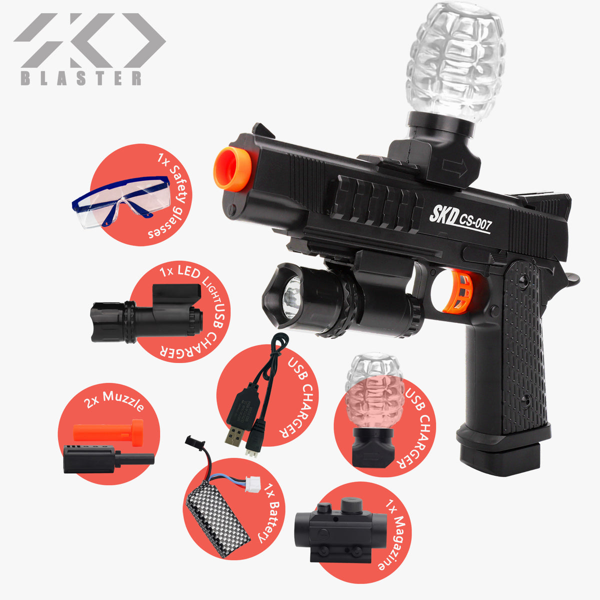 SKD Blaster M1911 Gel Ball Blaster Ammo Gun Pistol Splatter Ball Gun w