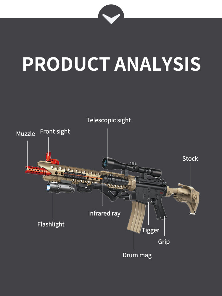 SKD Powerful Electric Automatic M4 Gel Ball Blaster Rifle Toy Gun with ...